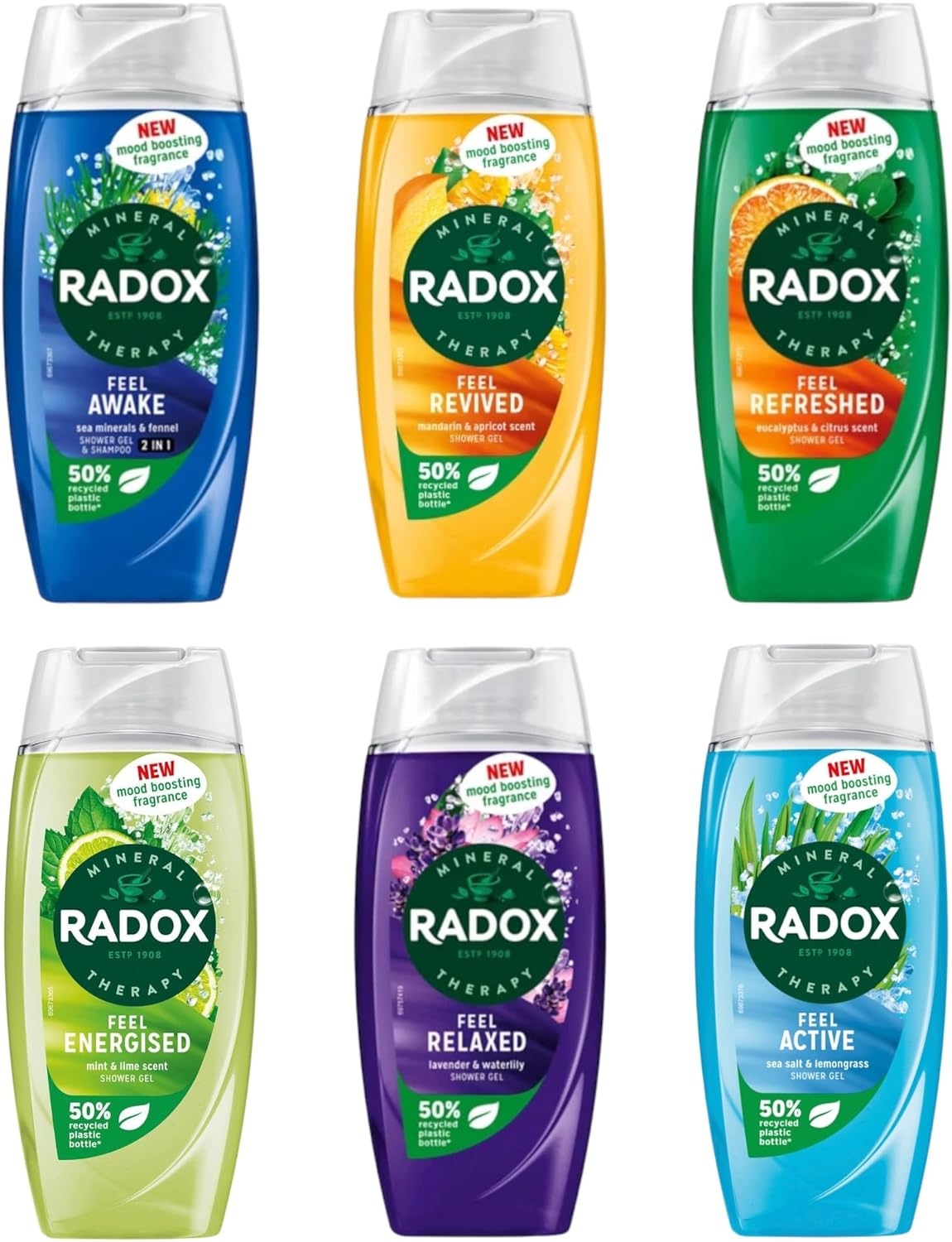 Radox Shower Gel Bundle For Everyday Use | 1x225ml Feel Awake | 1x225ml ...