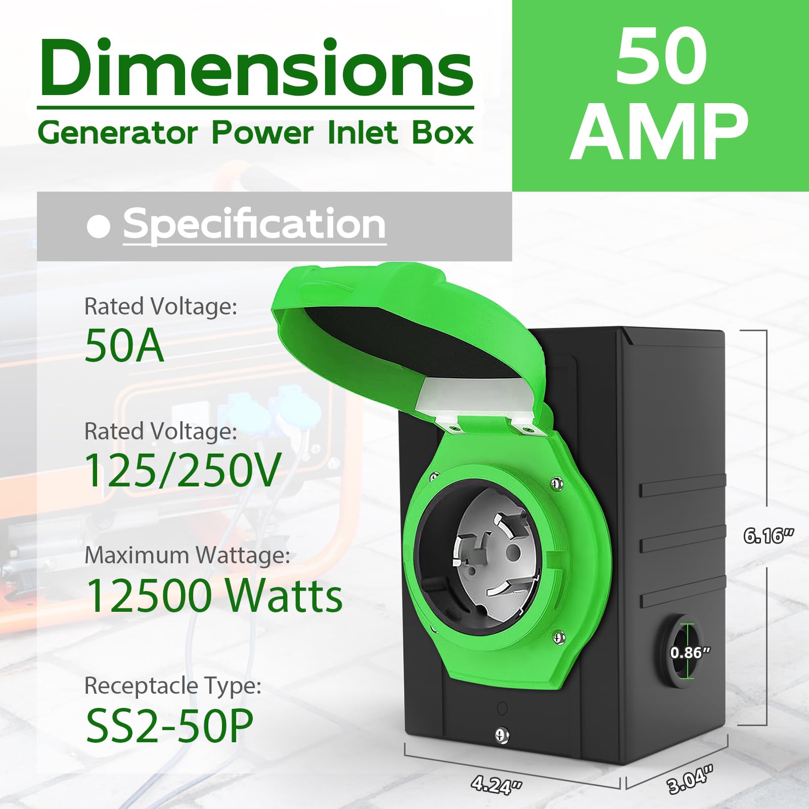 Snapklik.com : New 50 Amp Generator Power Inlet Box, NEMA SS2-50P ...