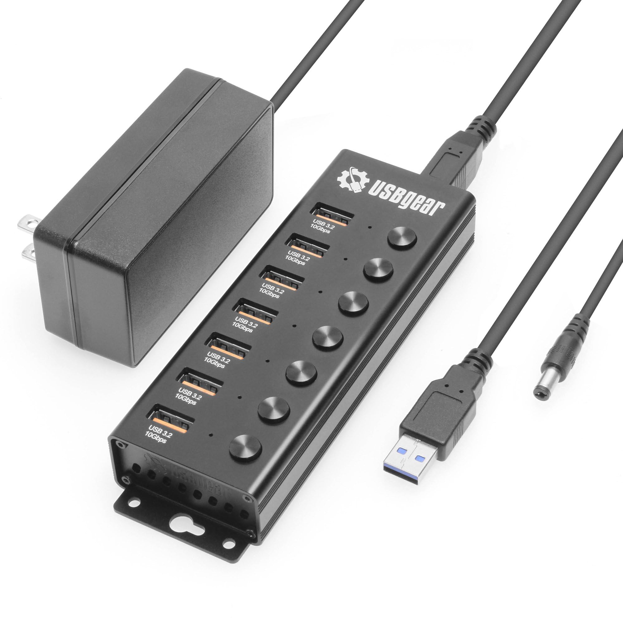 Amazon.com: Usbgear 7-Port USB 3.2 Gen 2 Hub - 10Gbps, Individual Power ...