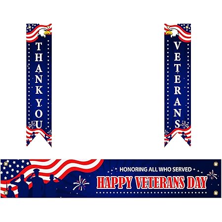 Amazon.com : Veterans Day Decorations, Veteran‘s Day Porch Banner Fence ...