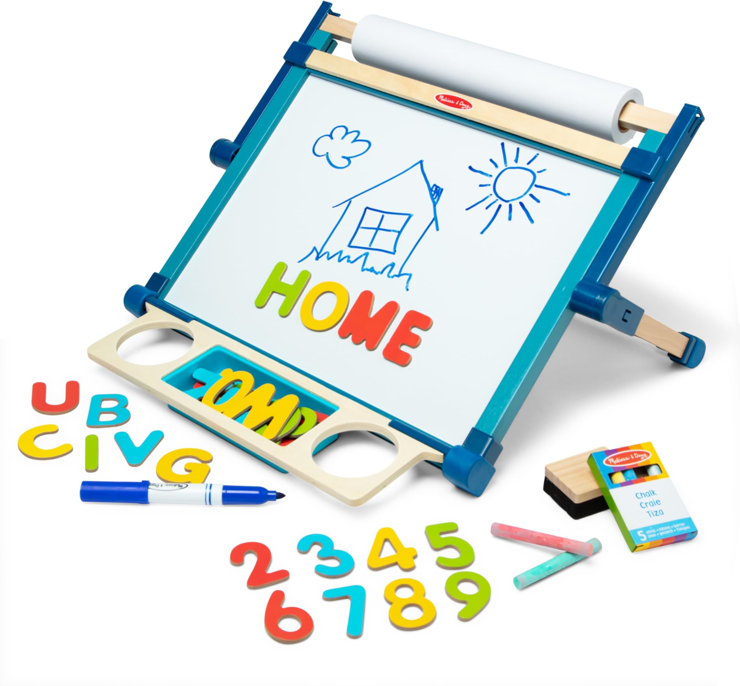 Amazon.com: Table Top Easel for Kids - Tabletop Magnetic White Board ...