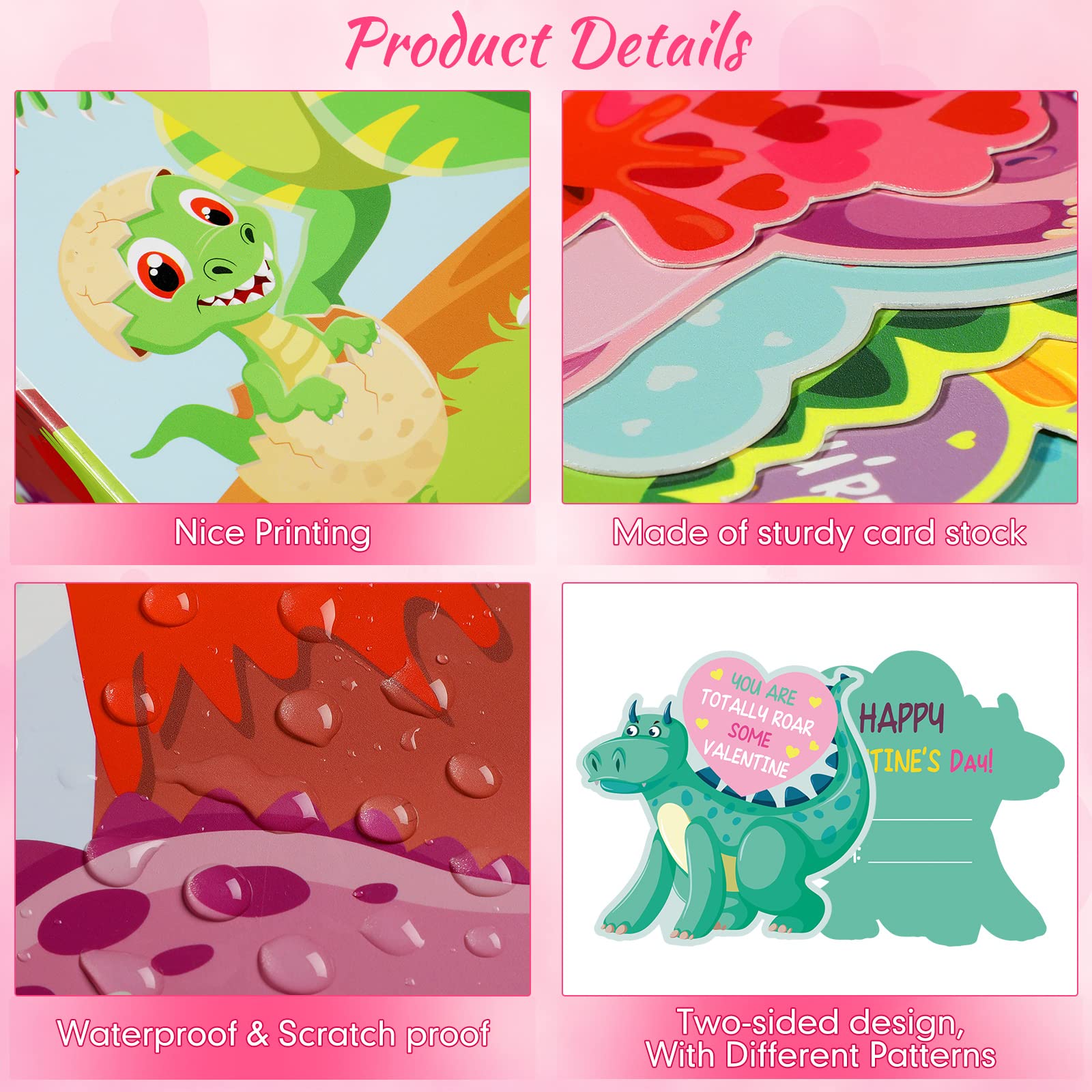 Snapklik.com : 36 Pieces Valentines Day Cards For Kids Dinosaur ...