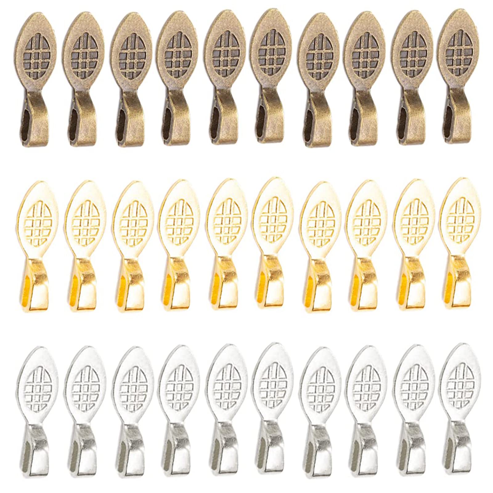 xiaozhenjida 60 Pcs Jewelry Bails Chrome Plated Metal Flat Pad Bails ...