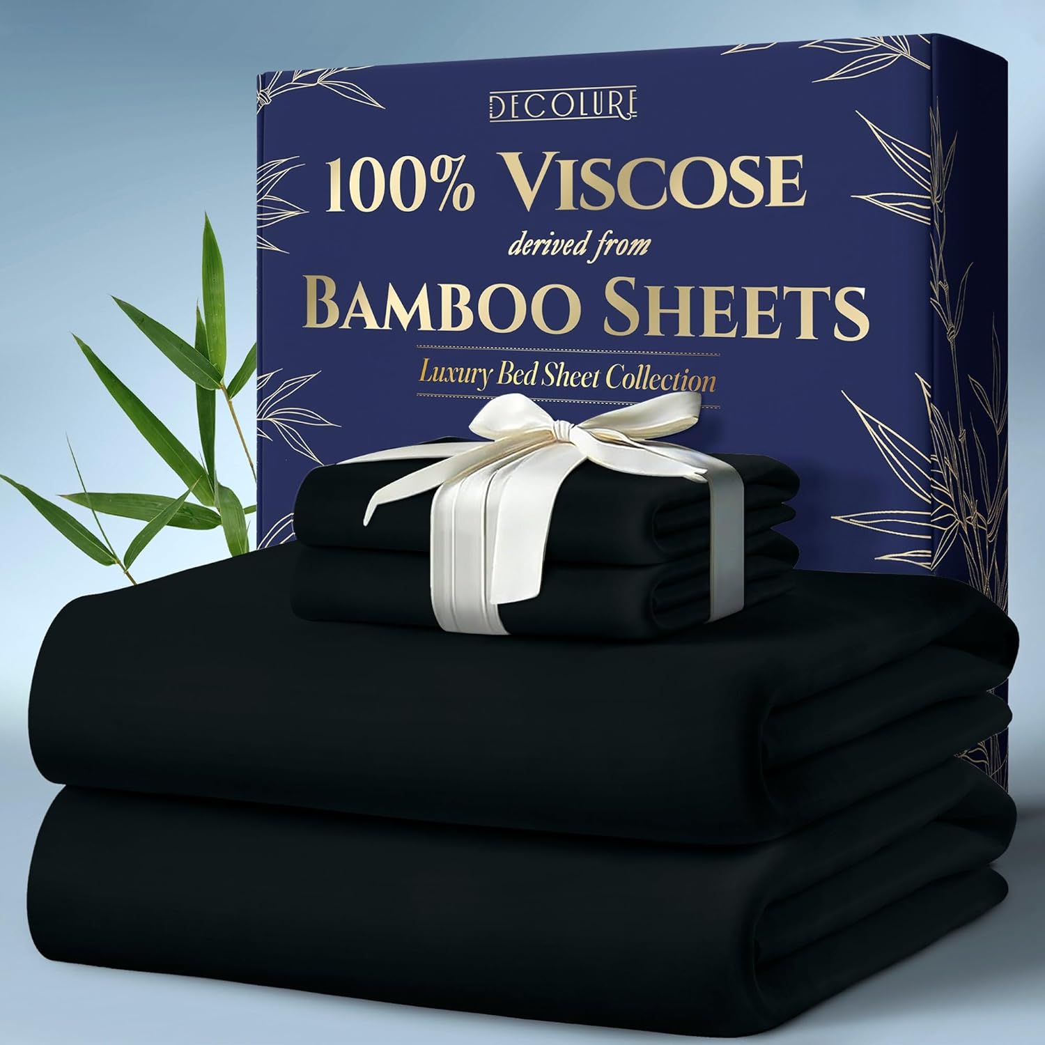 DECOLURE 100% Organic Bamboo Viscose Sheets Queen Size 4 pcs - Ultra ...