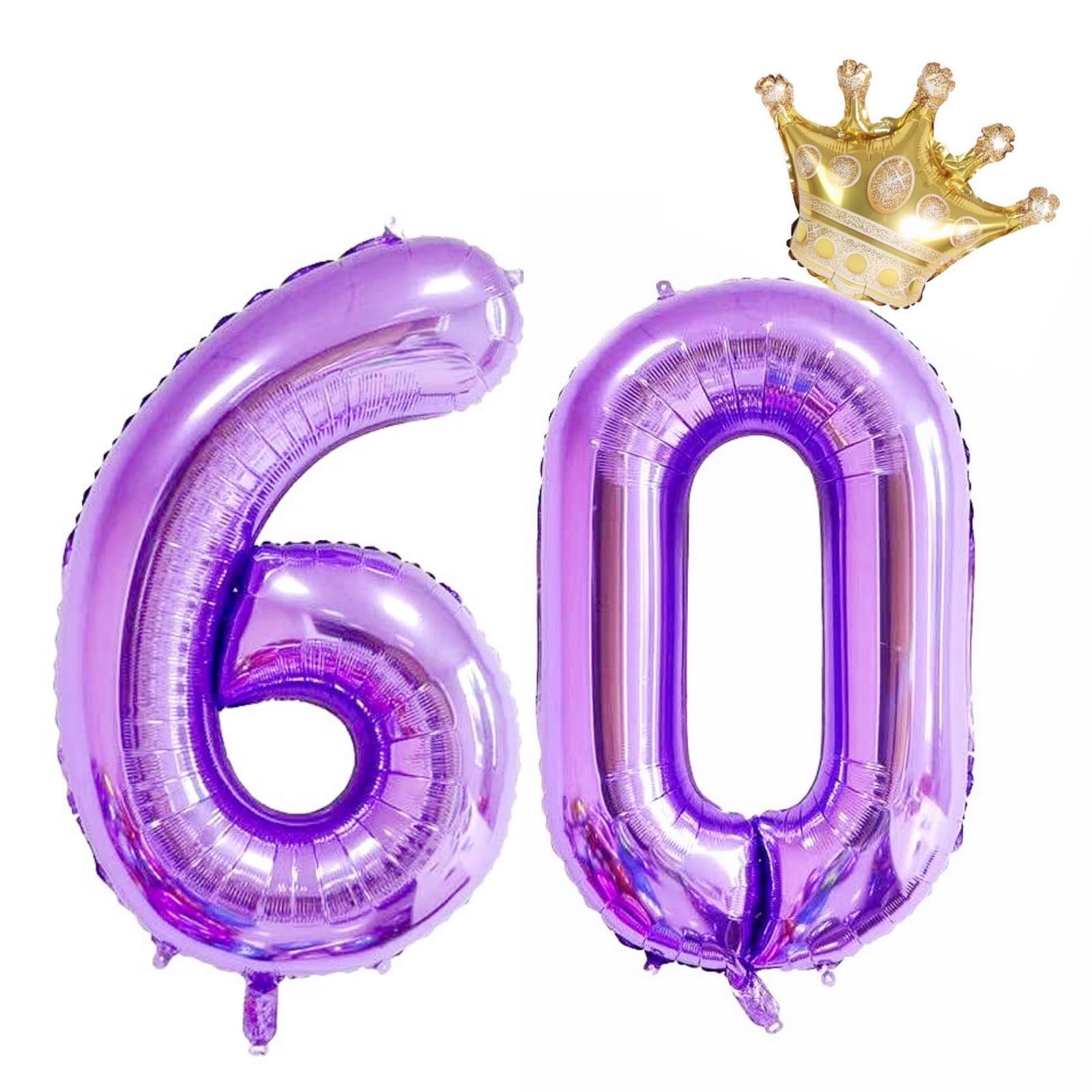 Amazon.com: 40 Inch Purple Number 60 Balloons With Crown, 60th Birthday ...