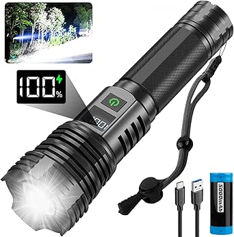 Lylting LED Rechargeable Torch 100,000 Lumens, Extremely Bright ...