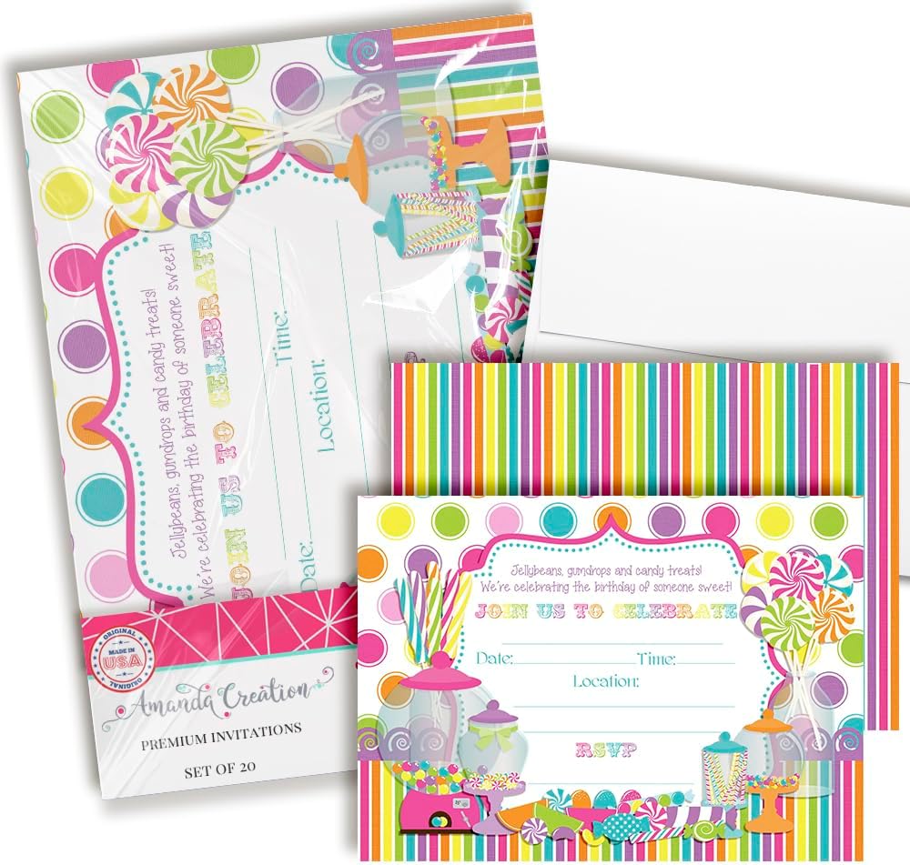 Amazon.com : Candyland Birthday Invitations, Sweets Candy Party ...
