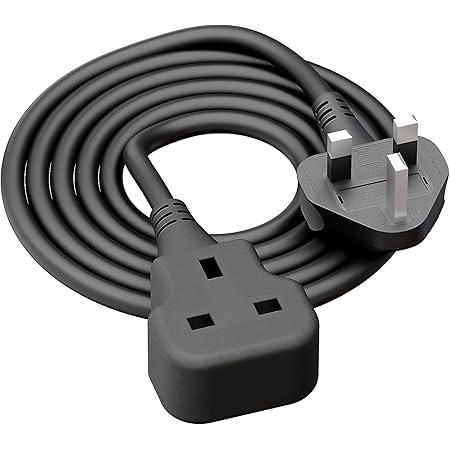 1 Meter Short Extension Lead Single Plug Socket Power Cable Heavy Duty ...