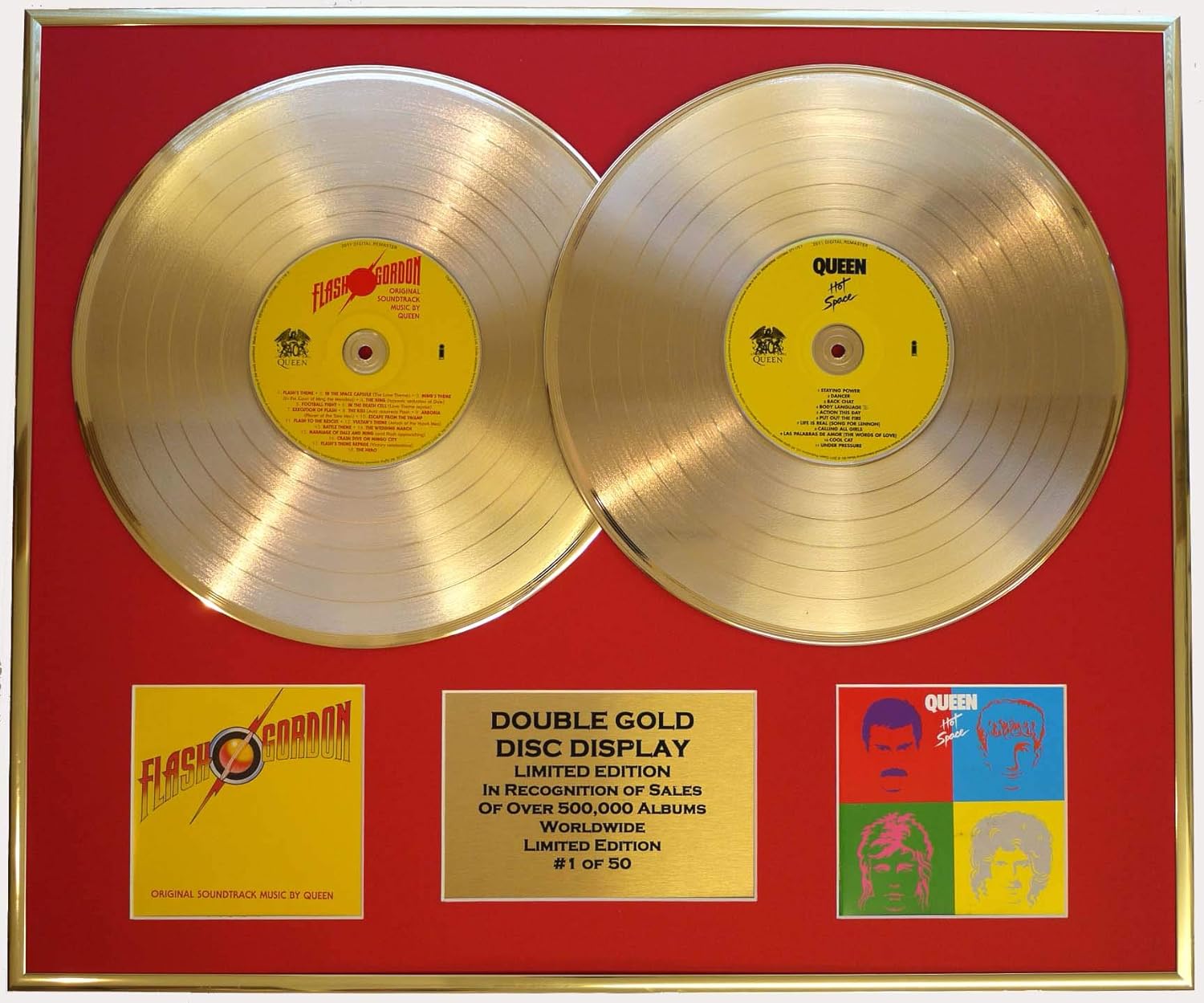 QUEEN/DOUBLE CD GOLD DISC & PHOTO DISPLAY/LTD. EDITION/COA/FLASH GORDON ...