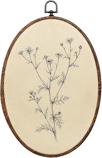 Amazon.com: Vintage Wildflower Oval Framed Wall Art, Neutral Botanical ...