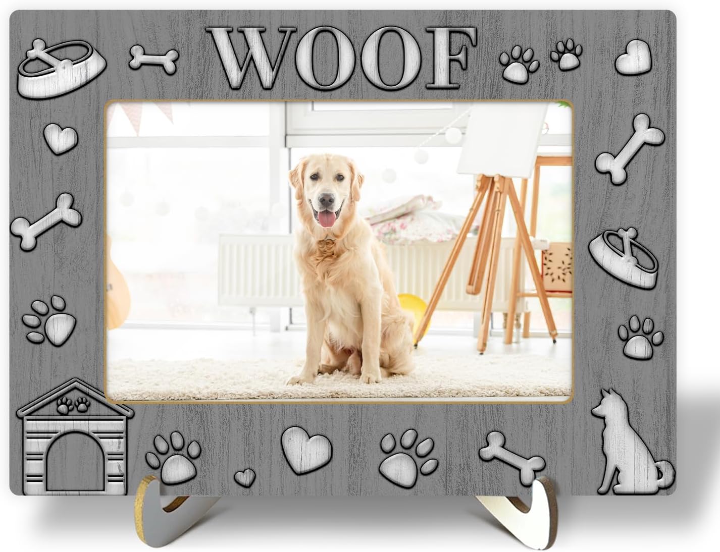 Amazon.com - CMHIE Dog Paw Printed Wood Picture Frame with stand, Gift ...