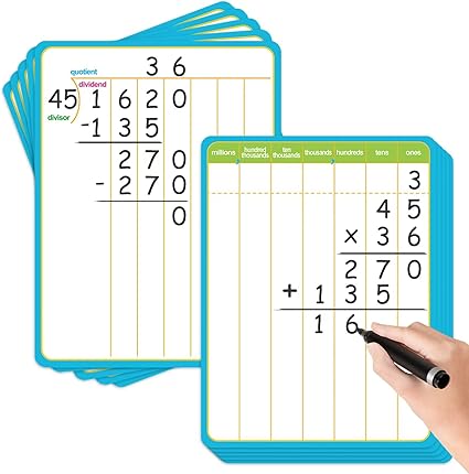 Amazon.com: PraxiKidy 12 Pack Long Division Dry Erase Card Chart,12" x ...