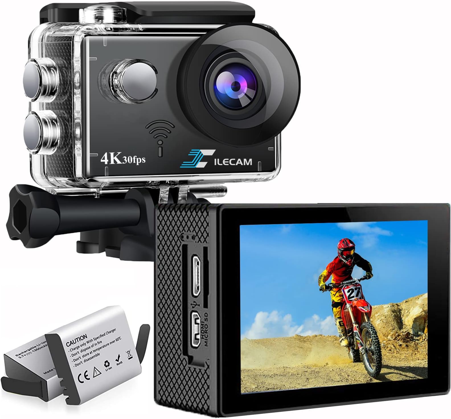 Amazon.com : Jadfezy Action Camera FHD 1080P 12MP, 98FT/30M Underwater ...