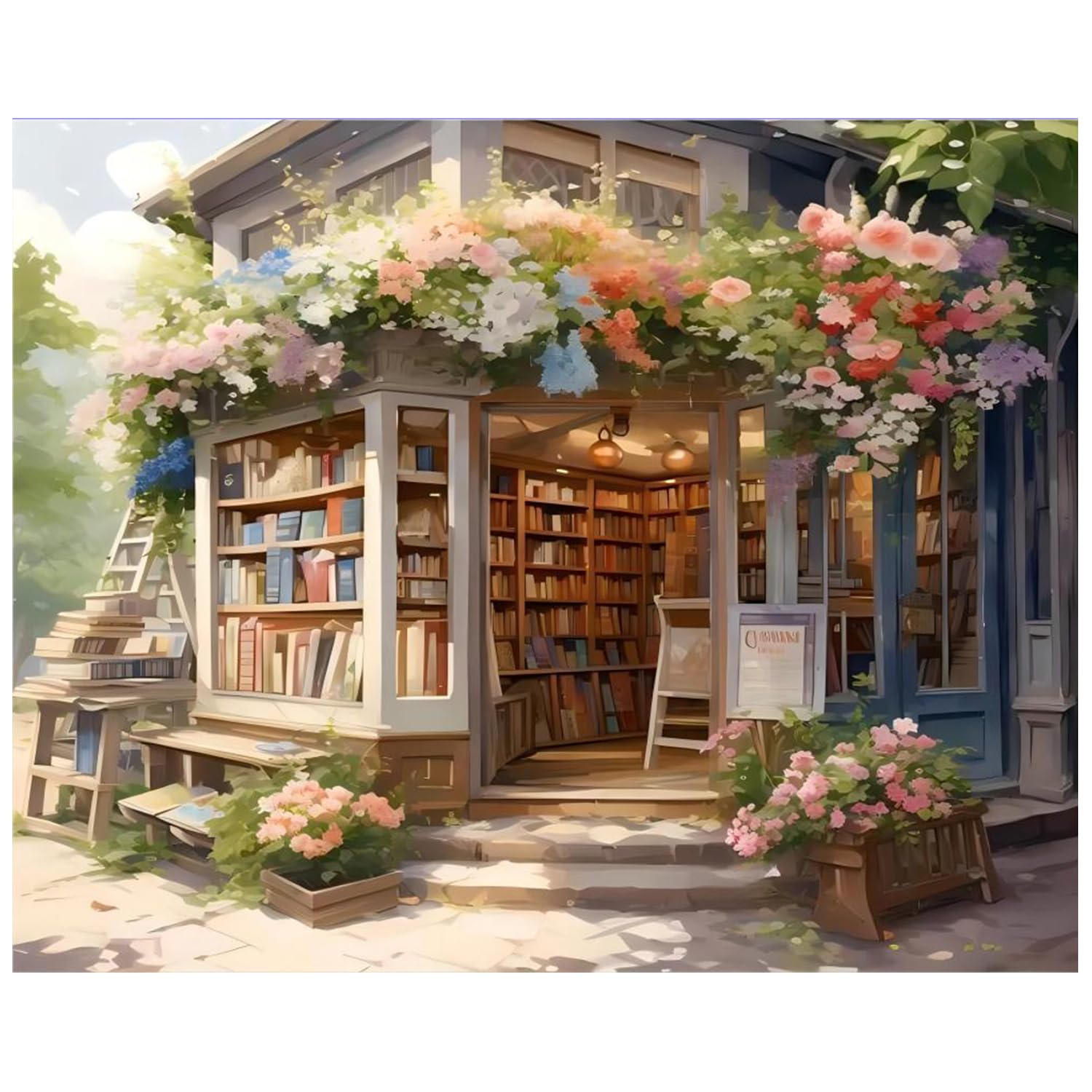Bookshelf Paint by Numbers Adult Kit, Bookstore Peinture a Numero ...
