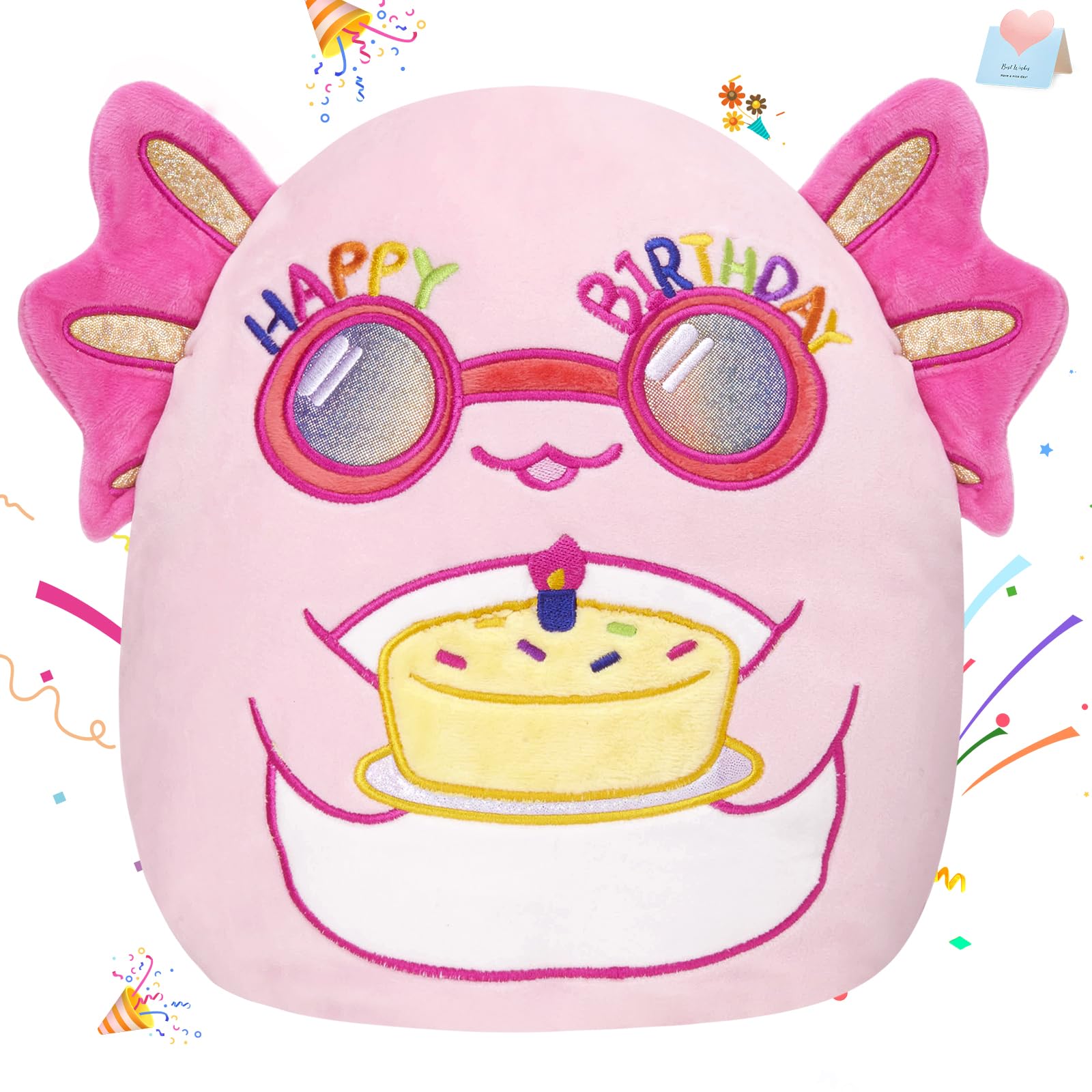 BSTAOFY Happy Birthday Axolotl Soft Plush Pillow Cute Axolotl Stuffed ...
