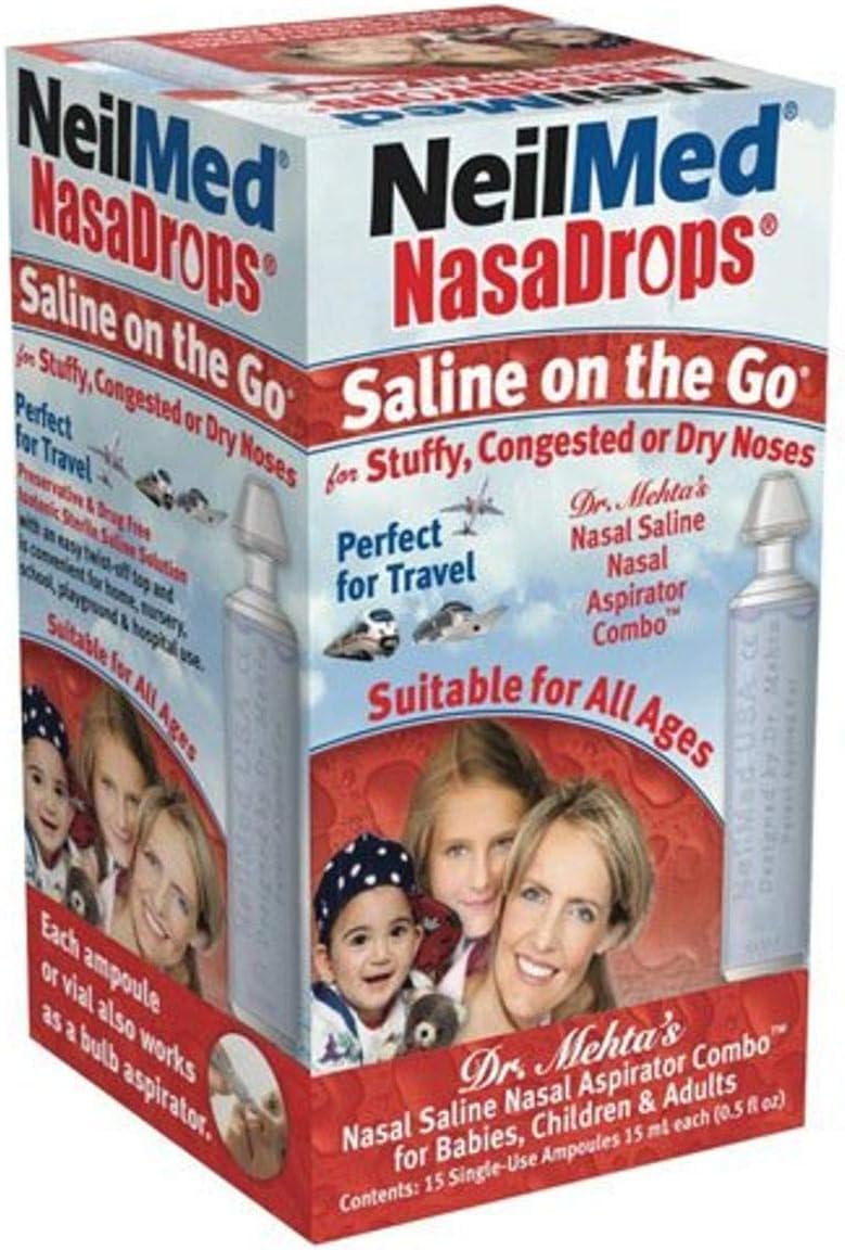 Amazon.com: Neil Med NASA Drops Saline Vials, 15 Single-Use Ampoules, 0 ...