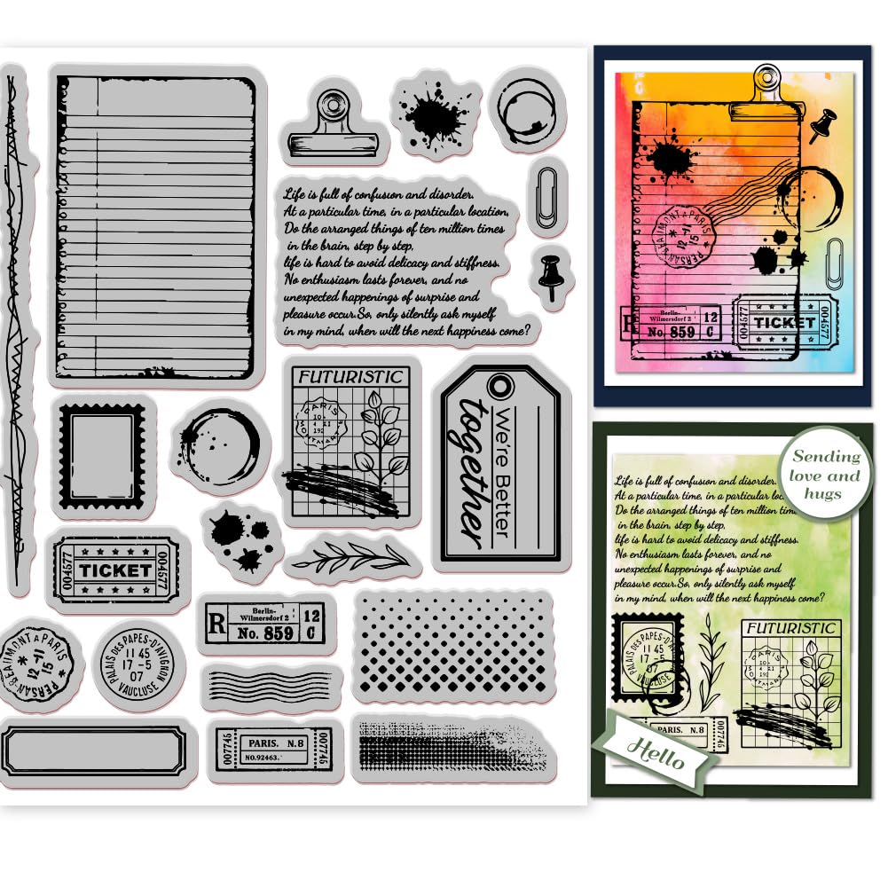 Amazon.com: GLOBLELAND Vintage Postcard Background Cling Rubber Stamp 7 ...