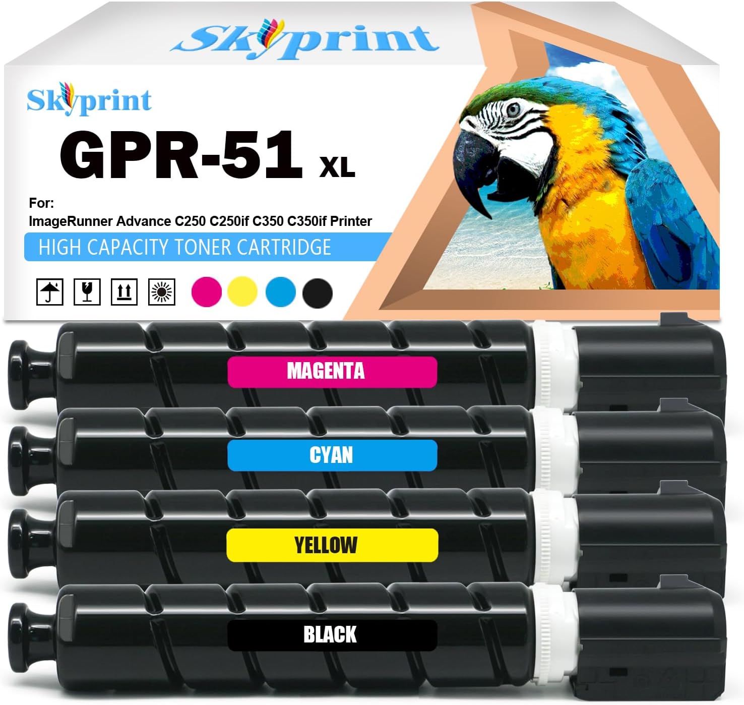 Amazon.com: SkyPrint GPR-51 GPR51 Toner Cartridges Black Cyan Magenta ...