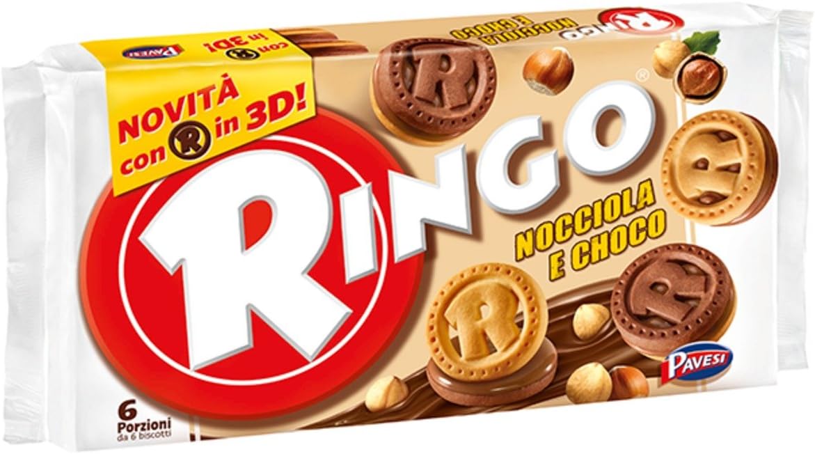 Pavesi - Ringo Nocciola e Choco - 3 confezioni da 6 porzioni [18 ...