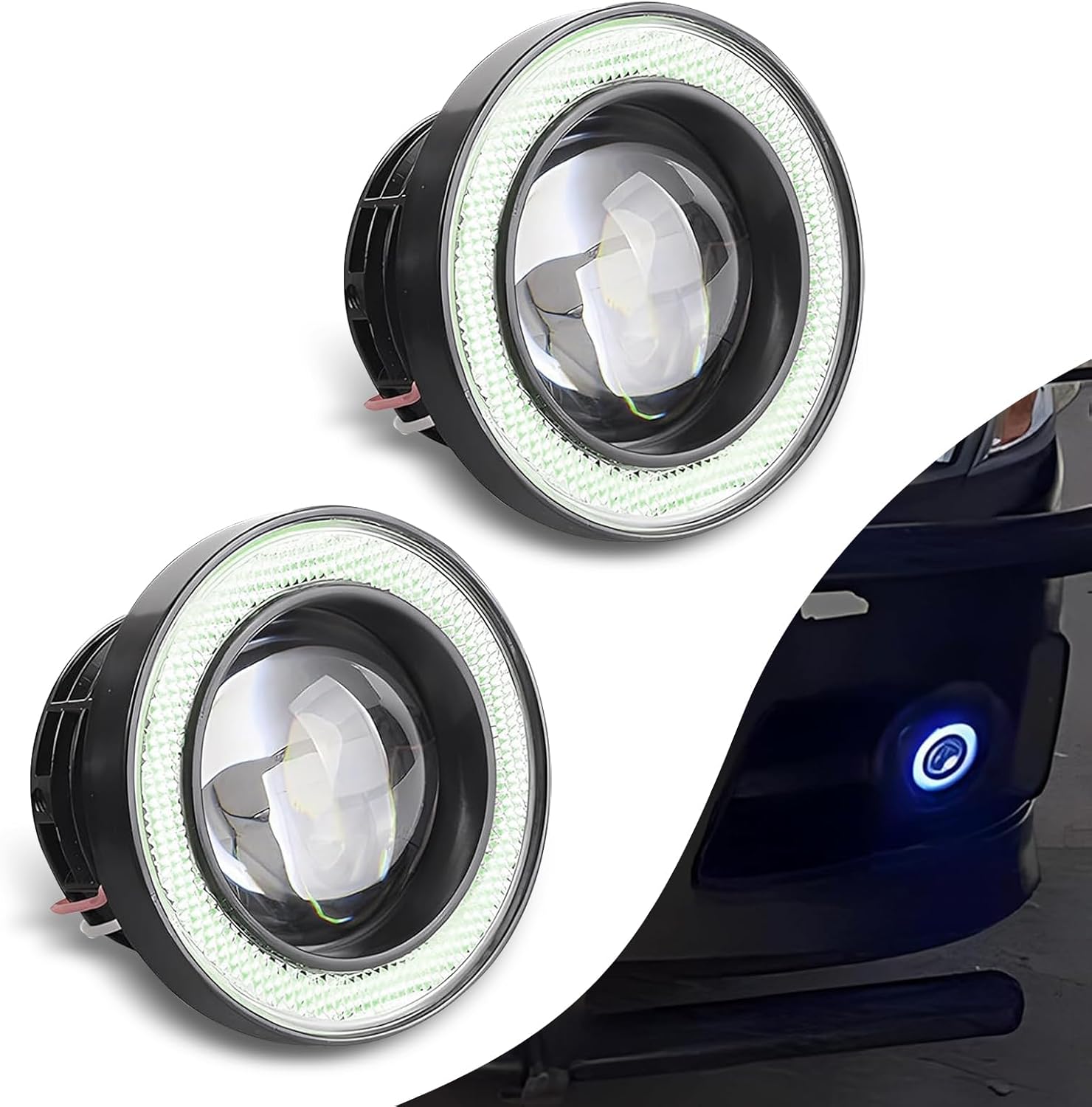 Amazon.com: Prywog Round Fog Lights, 3" Car Angel Eye LED Fog Light ...