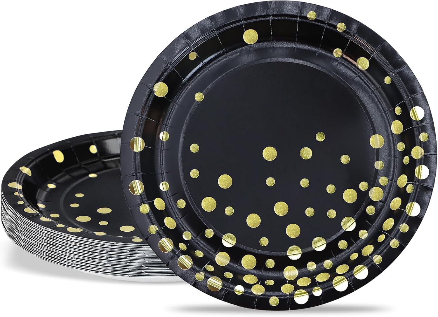 Amazon.com: ZVK Black Gold Paper Plates Set Disposable 9 Inch Dinner ...
