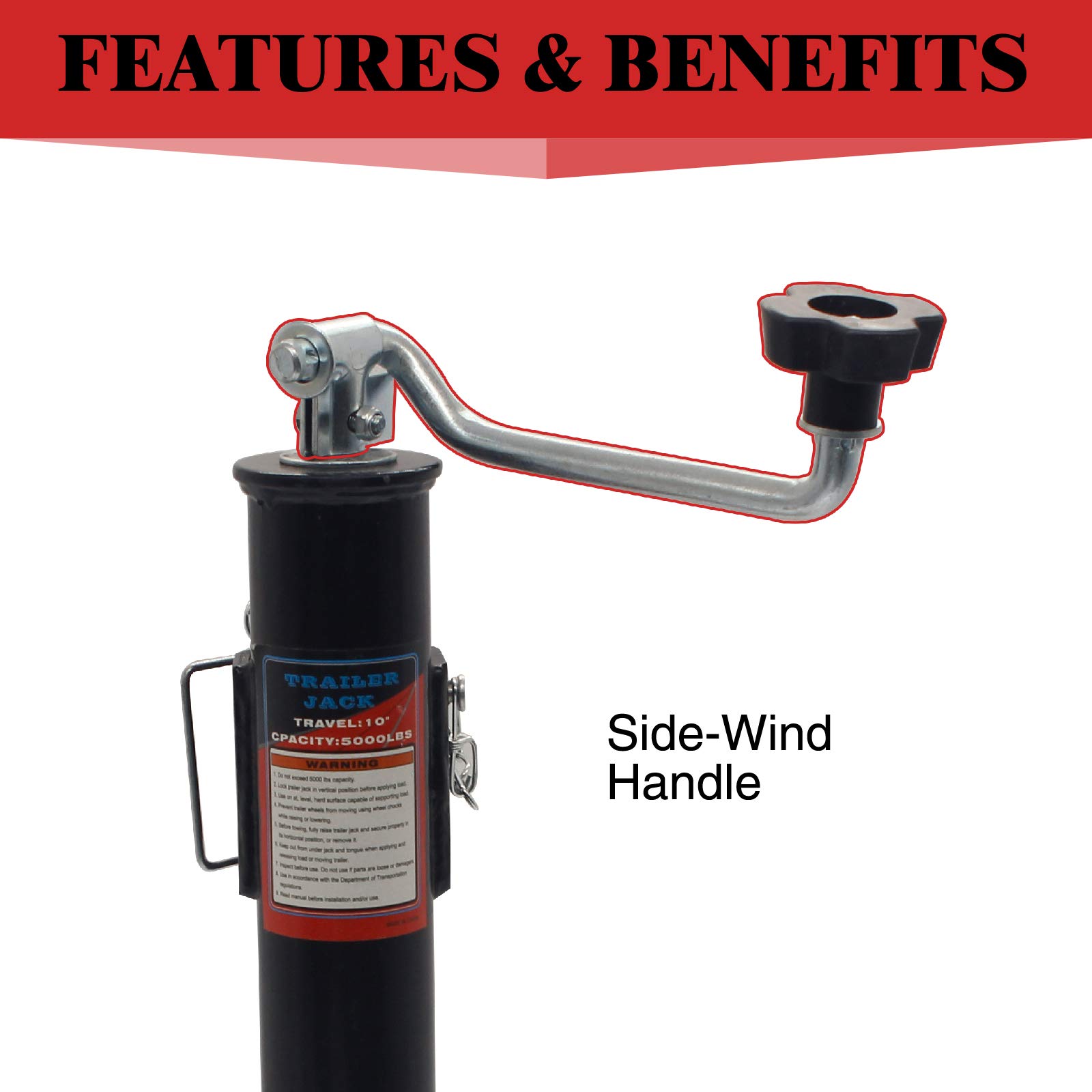 TYT Brands Weld-On Pipe-Mount Swivel Trailer Jack, 5,000 lbs. 10 Inches ...