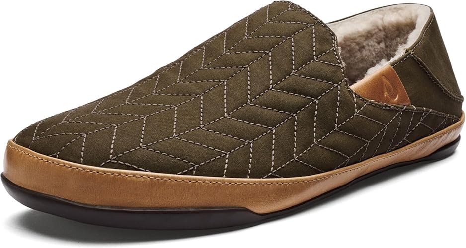 Amazon.com | OLUKAI Hanohano Men's Slipper, Weather Resistant Waxed ...