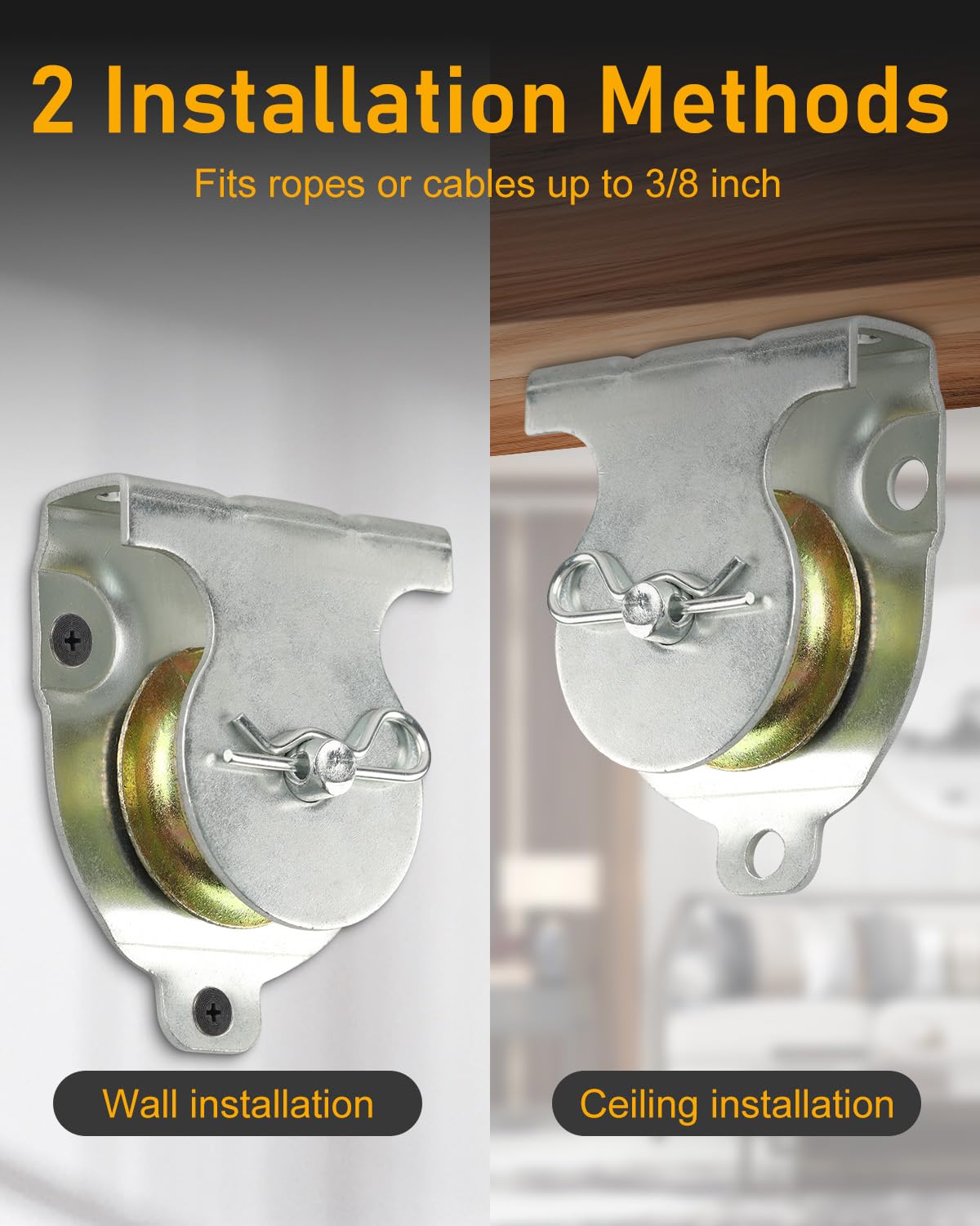 Snapklik.com : ZORUNNA 12 Pcs Wall Mount Pulley, 1-1/2" Ceiling Mount ...