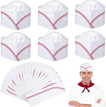 CLISPEED 20pcs Paper Chef Hats, Disposable Cooking Hats White ...