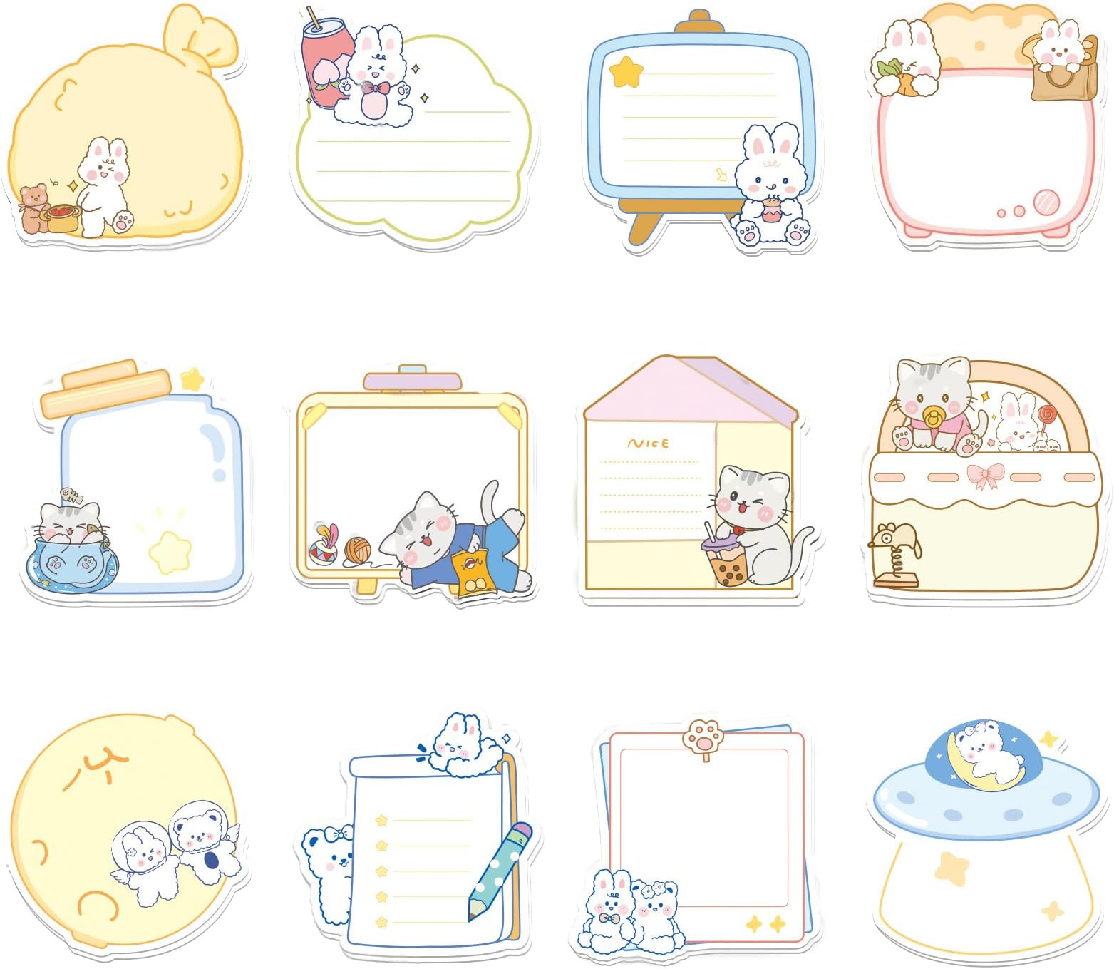 Amazon.com : 144 Sheets Cute Sticky Notes, Kawaii Cartoon Sticky Note ...