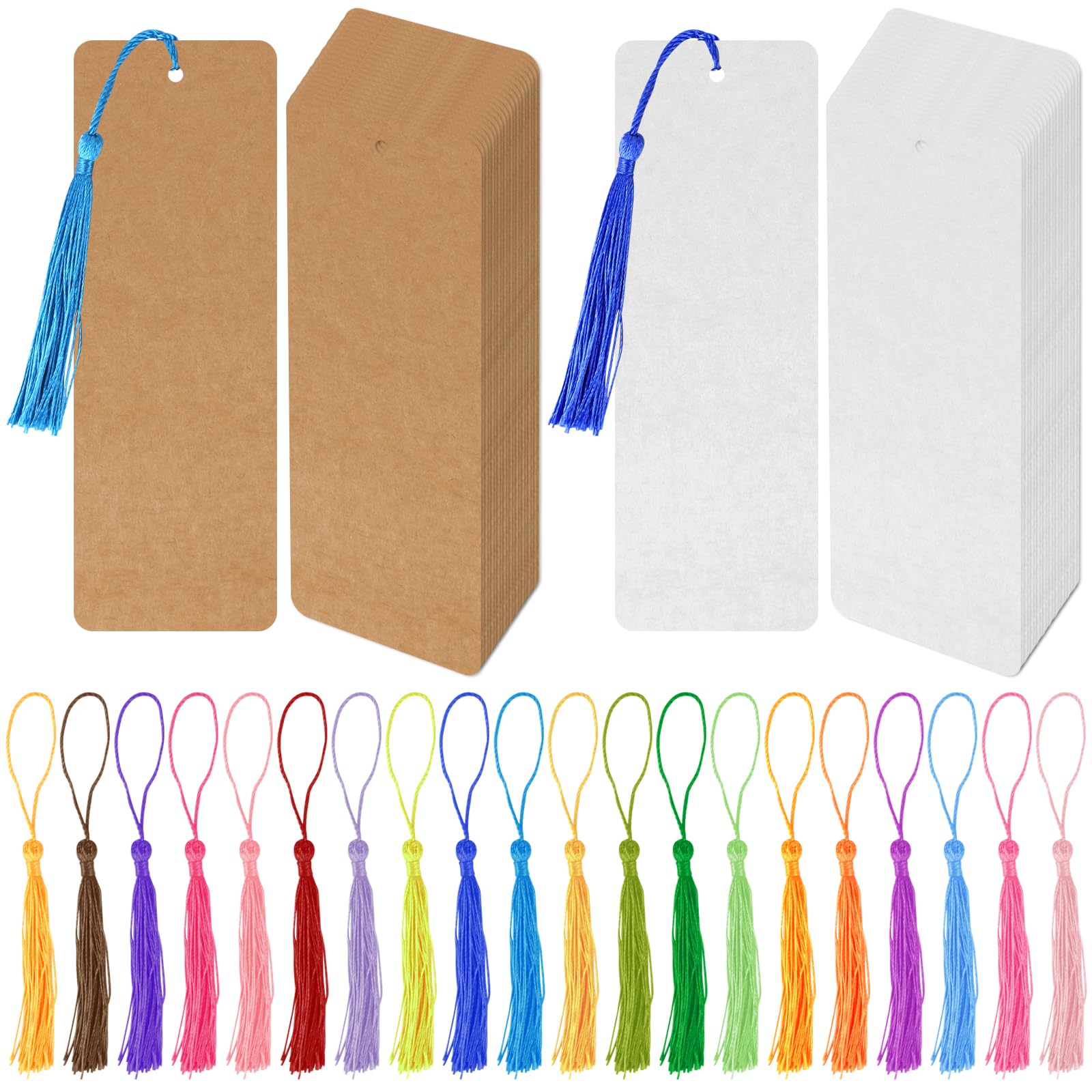 Amazon.com: MIDELONG 40 Pcs Kraft Paper Blank Bookmarks with 40 Pcs ...