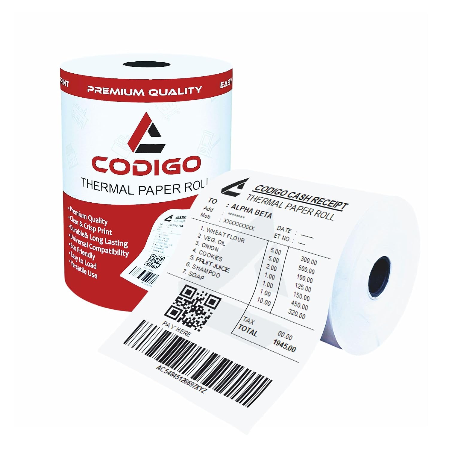 Codigo Thermal Receipt Paper Roll 79mm(3 inch) x 50 Meter | Pack of 40 ...