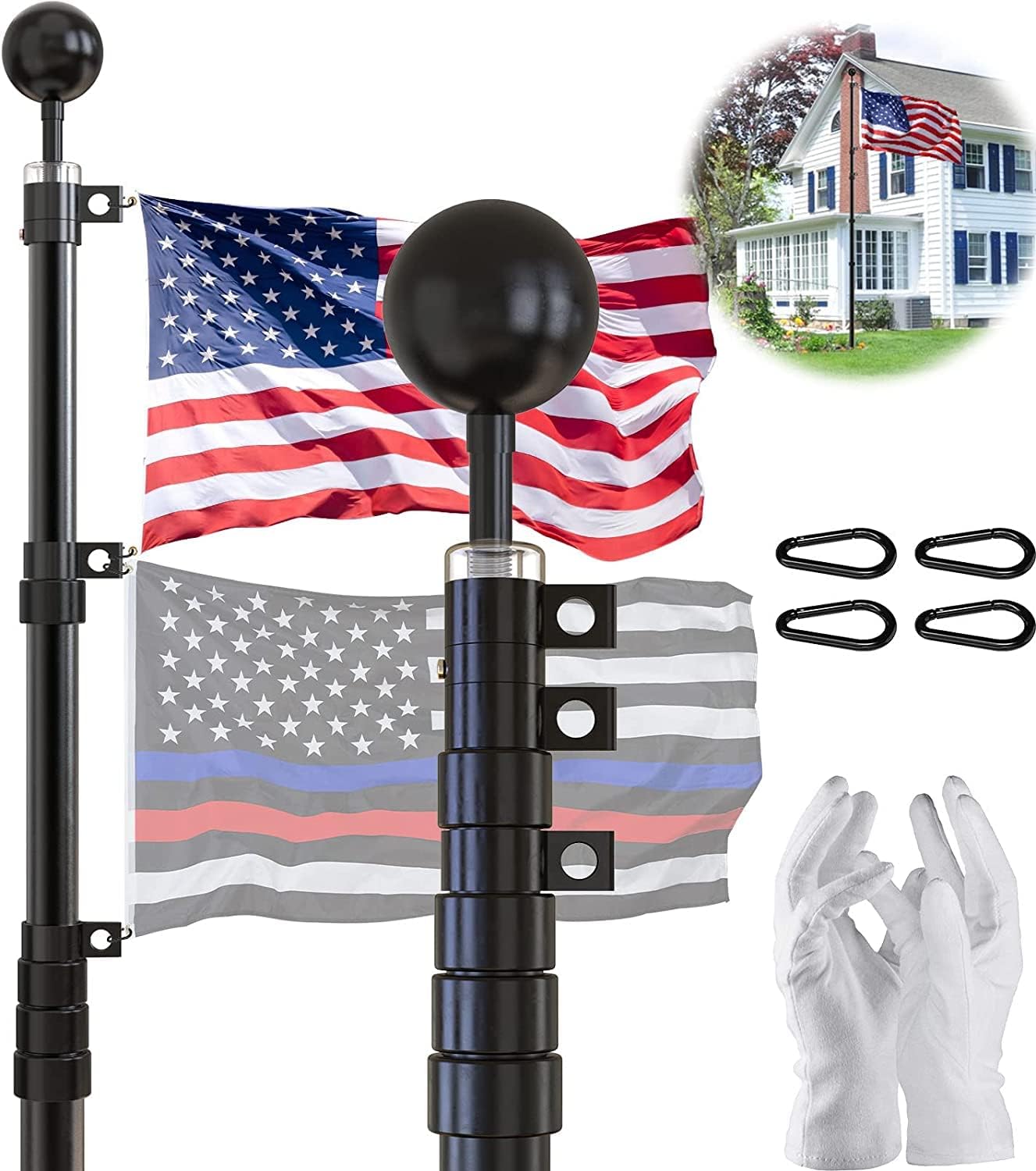 Amazon.com : SCWN Flag Pole for Outside in Ground-16FT Telescoping ...