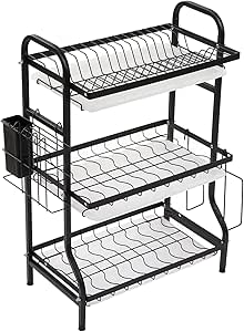 Amazon.co.jp: 3 Tier Dish Drying Rack, 3 Tier Dish Drying Rack Heavy ...