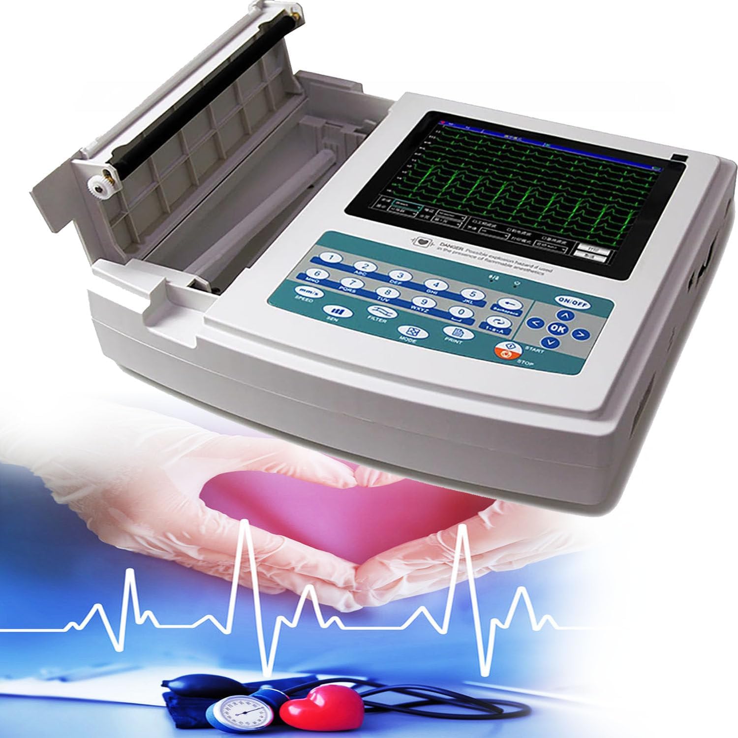 GBHJJ ECG EKG Patient Monitor, Vital Sign Patient Monitor, Portable 12 ...