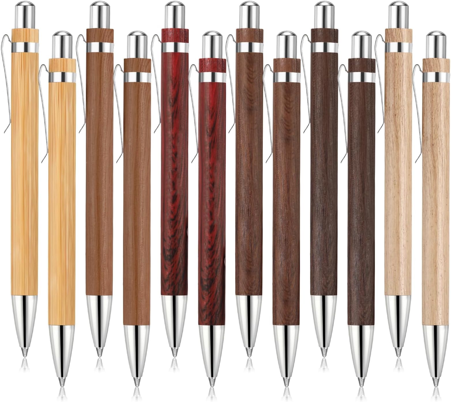 Amazon.com : SKKSTATIONERY 12 Pcs Real Wooden Ballpoint Pens, Branch ...
