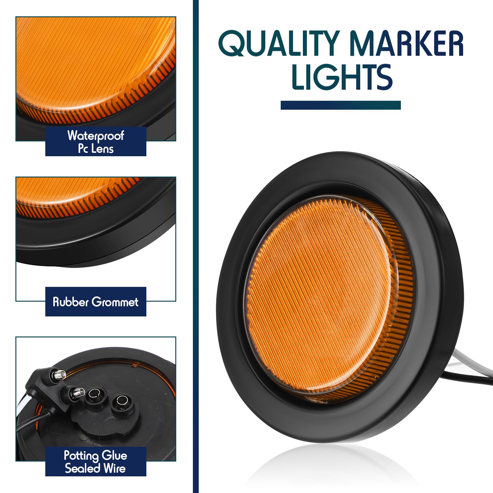 Snapklik.com : Retisee 16 Pcs 2.5 Round Clearance Lights 13 LED Front ...