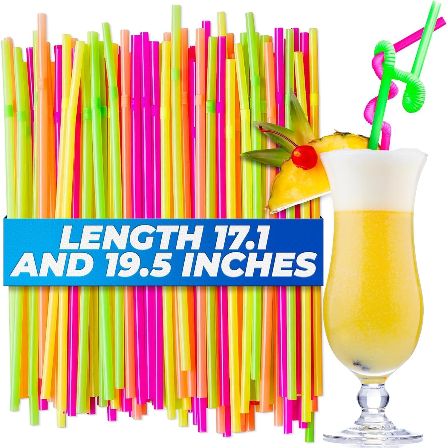 Amazon.com: 200 Pack Extra Long Plastic Drinking Bendy Straws ...