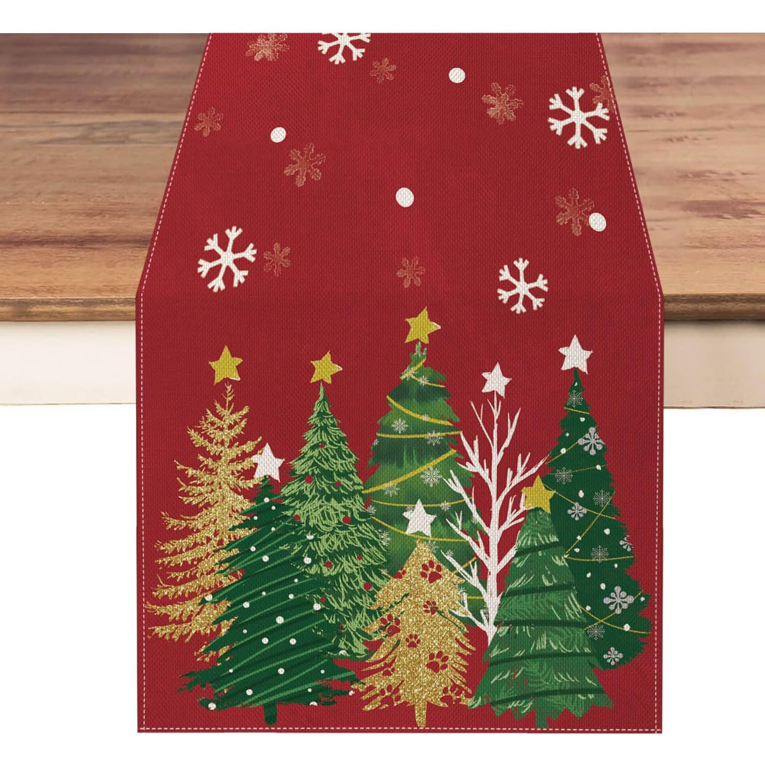 Amazon.com: Christmas Table Runner 13x90 Inch, Red Snowflakes Pine Tree ...