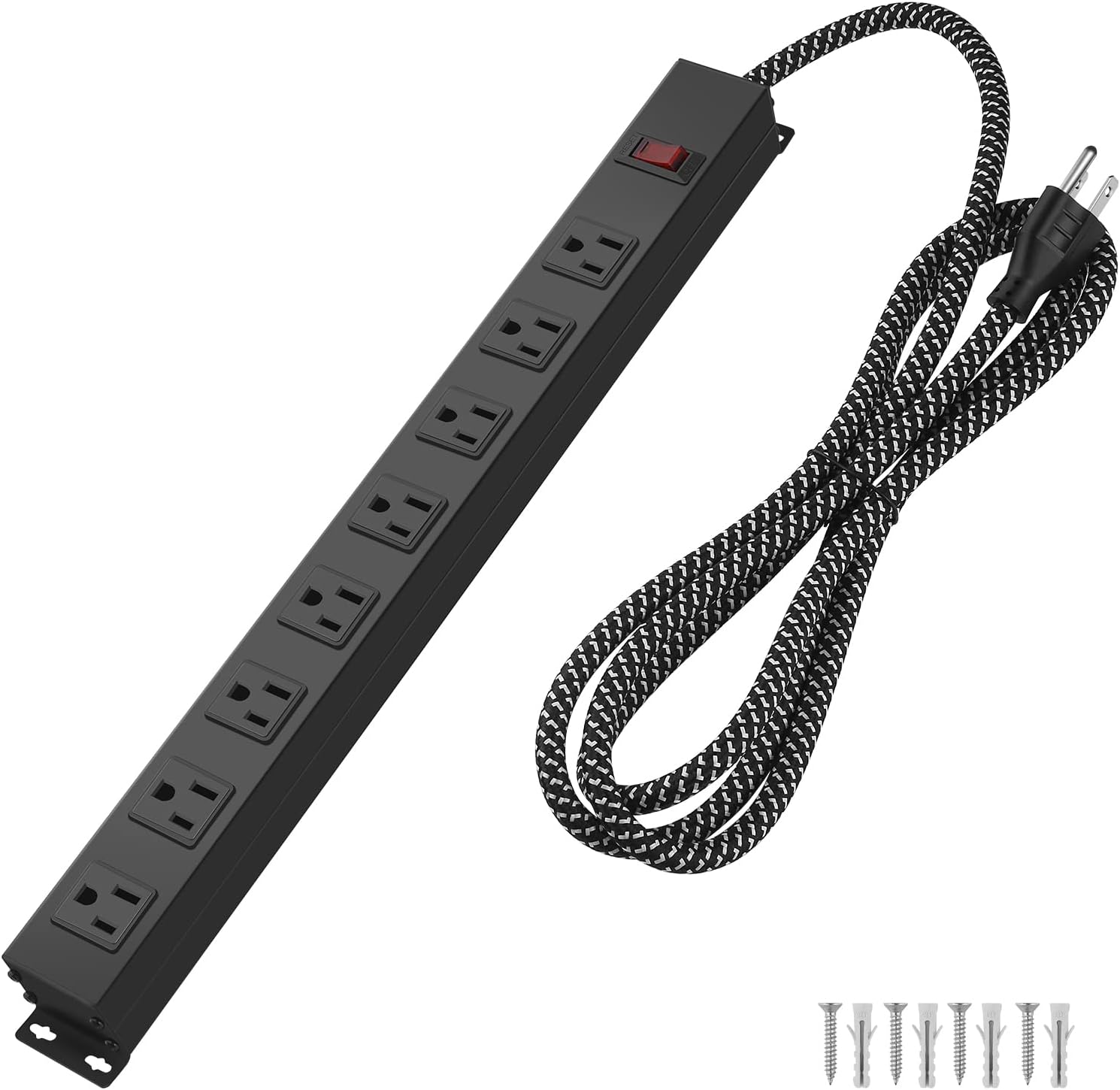 Amazon.com: Metal 8 Outlet Mountable Power Strip with Switch,Wide ...