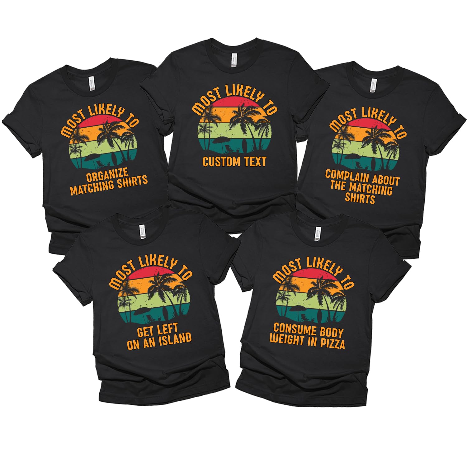 Most Likely to Custom Text T-Shirt Family Vintage Summer Beach Matching ...