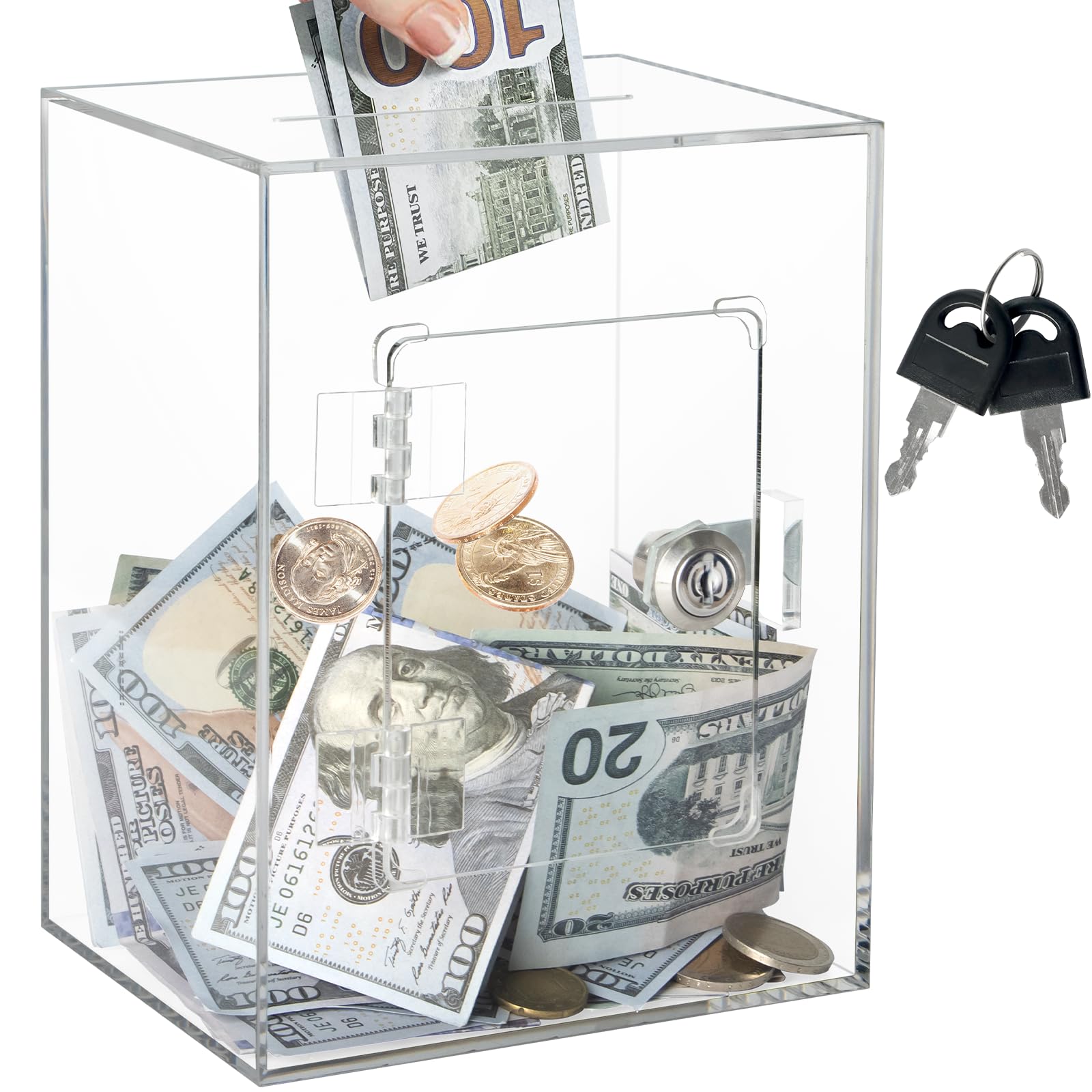 Amazon.com: Imeepa Clear Acrylic Piggy Bank with Lock and Key for Kids ...