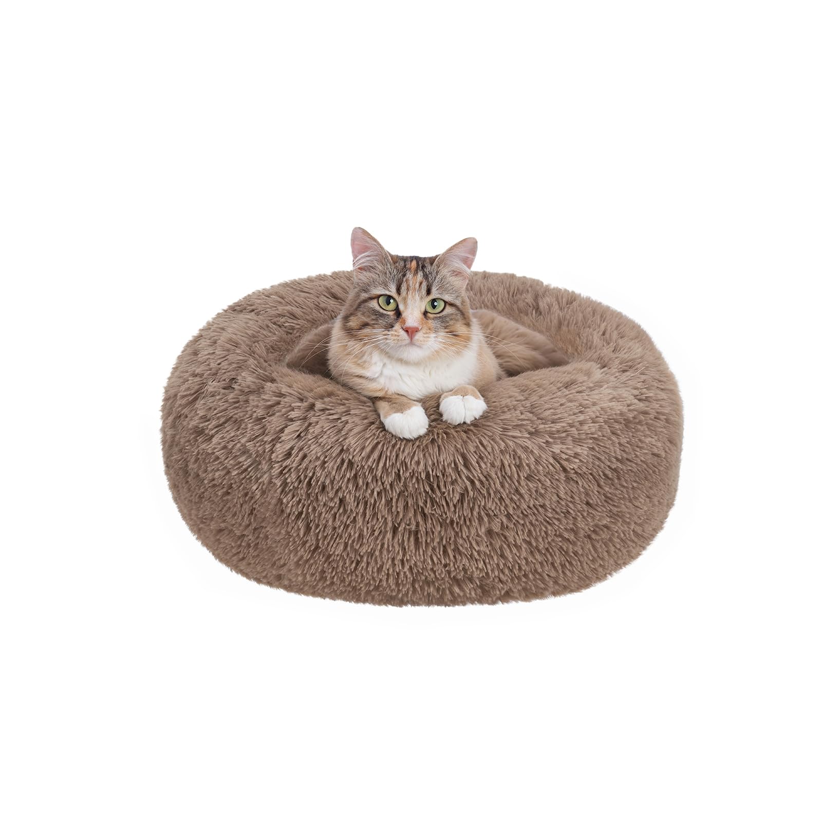 Veehoo Calming Cat Bed for Small Cats, Anti Anxiety Donut Small Cat Bed ...