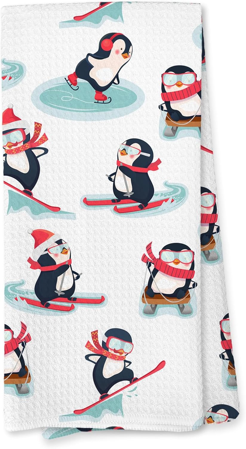 Amazon.com: Giosve Christmas Penguin Kitchen Towels, Christmas ...