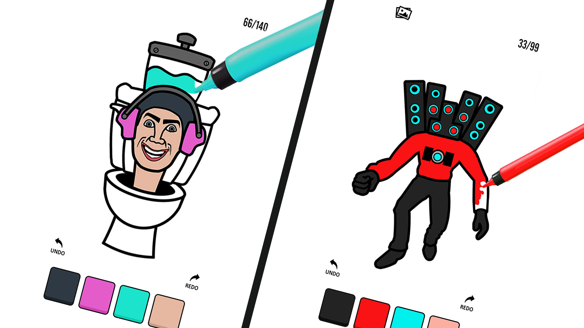 Skiibidi Color ASMR Paint! Toilet Monster Coloring Master - Color Page ...