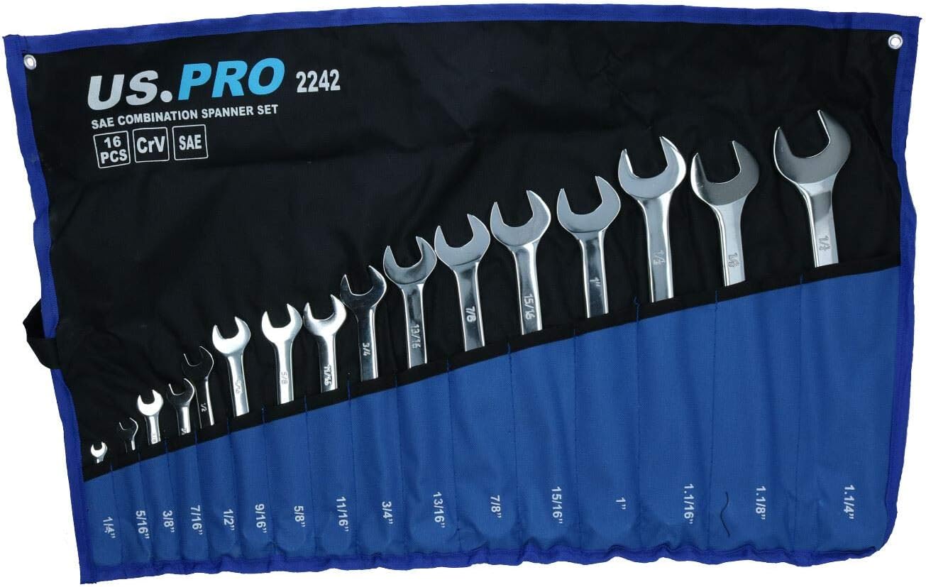 US PRO 11pc Imperial/SAE/AF Combination Spanner Wrench Set 3/8" - 1 ...