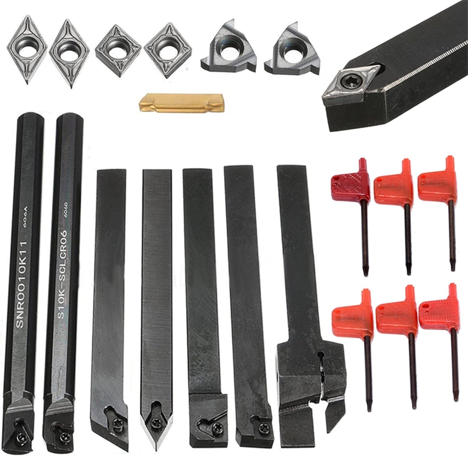 Amazon.com: FORAO Indexable Carbide Insert 7Pcs Lathe Turning Tool ...