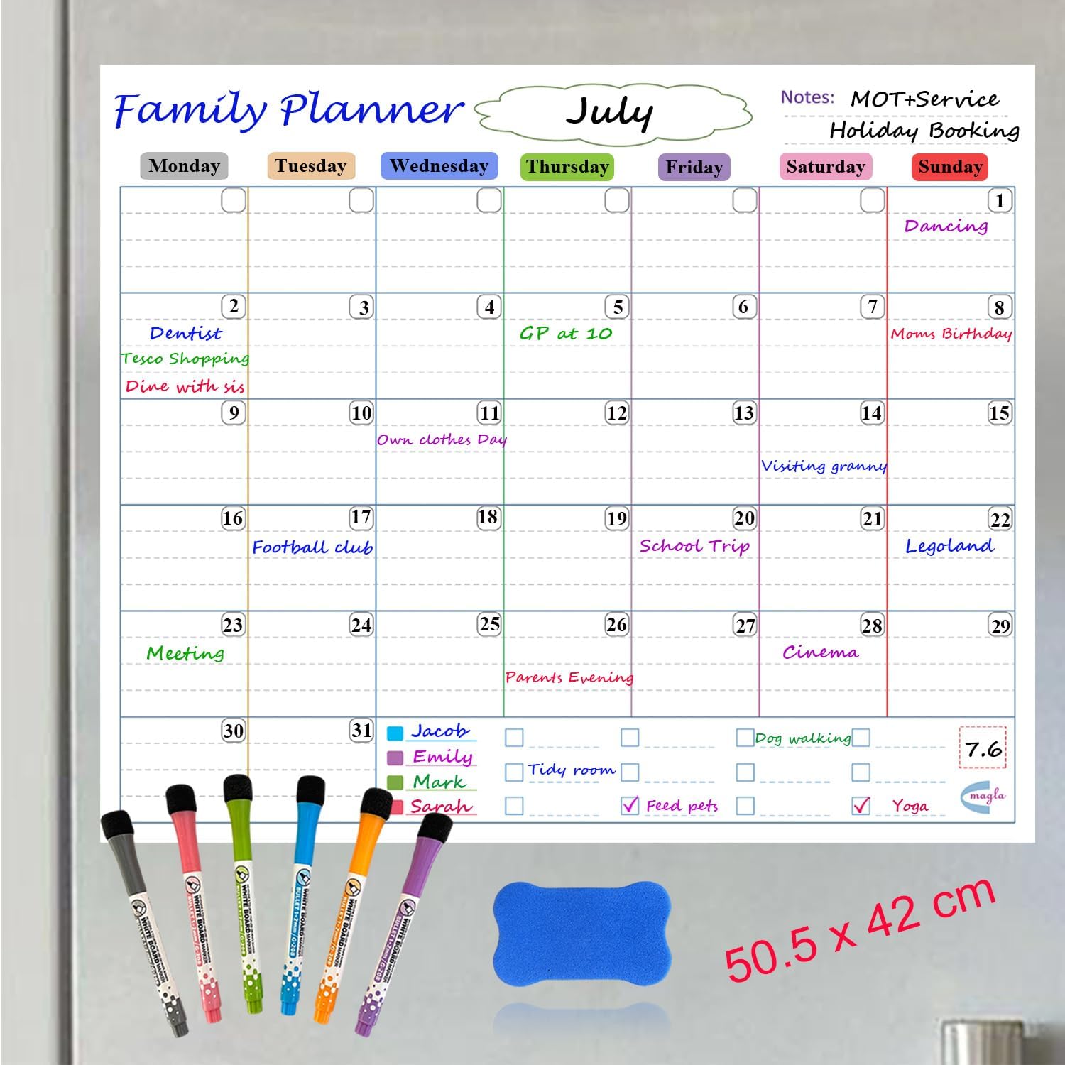 Large Monthly Planner Magnetic Whiteboard Set with Weekly and Daily ...
