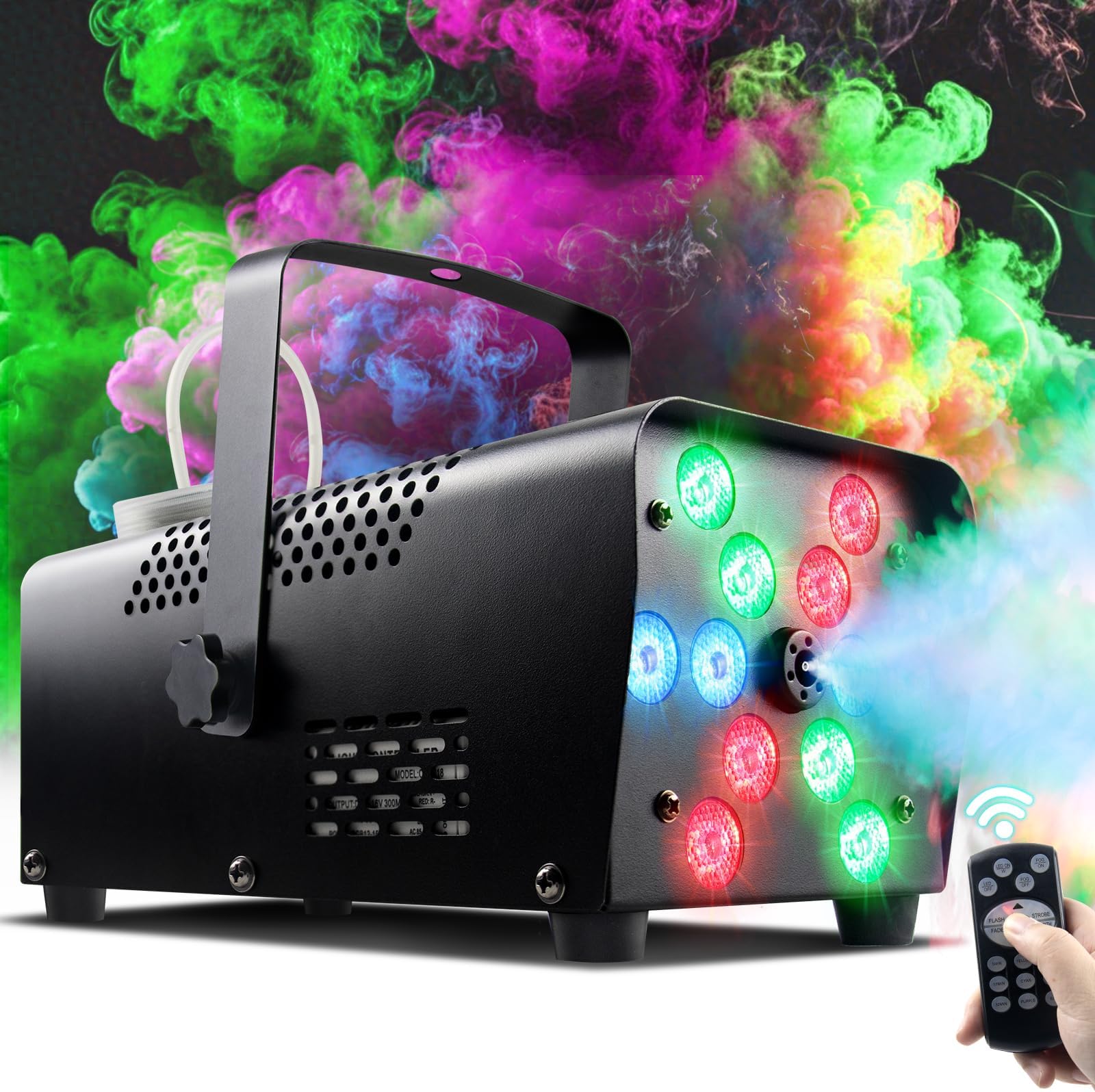 Amazon.com: Fog Machine with 18 LED Lights, Protable 500W High Power ...