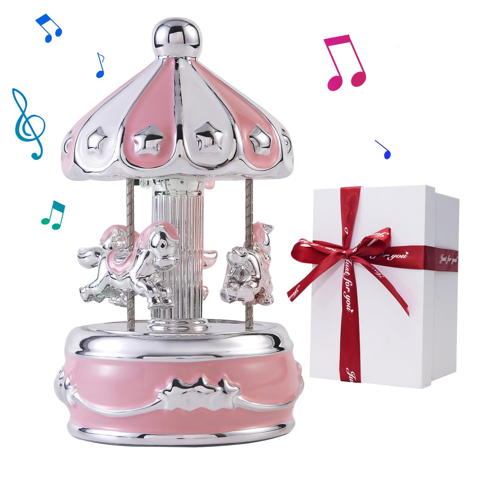 Amazon.com: LMMIUU Carousel Music Box Gift Wrapped Ceramic Musical ...